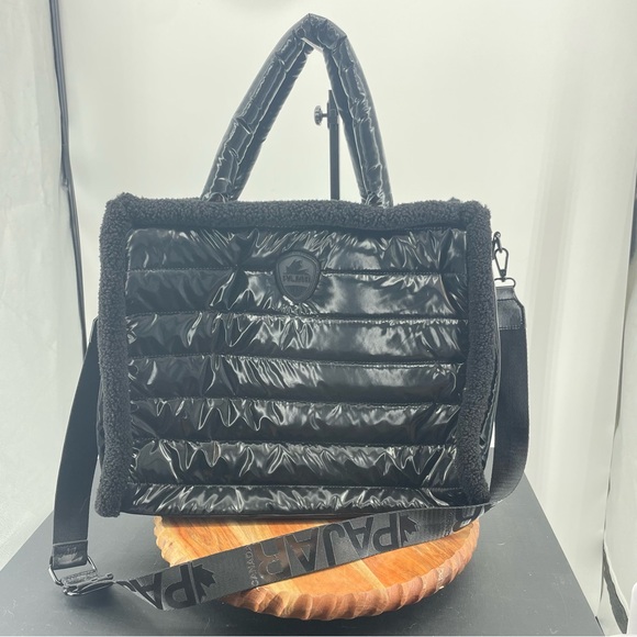 Pajar | Bags | Pajar Black Shearling Puffy Quilted Tote Shoulder Bag ...